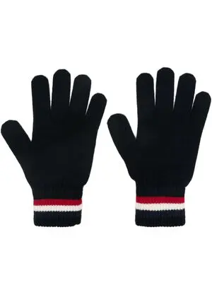 Moncler Tricolour-stripe Wool Gloves - Blue