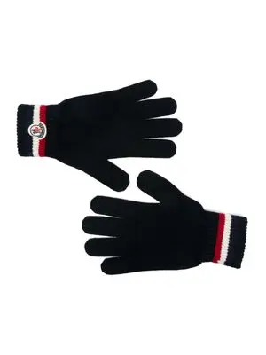 Moncler Tricolour-stripe Wool Gloves - Blue