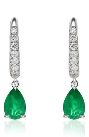VALANI ATELIER Emerald Diamond Hoop Earrings