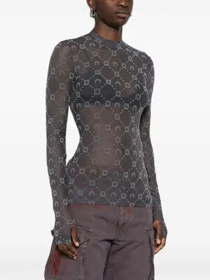 MARINE SERRE Flocked-moonogram T-shirt