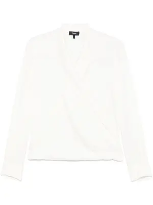 Theory Peak-lapels Wrap Blouse - White