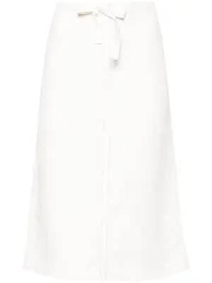 FERRAGAMO Contrast-stitching Drawstring Midi Skirt