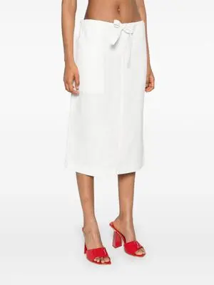 FERRAGAMO Contrast-stitching Drawstring Midi Skirt