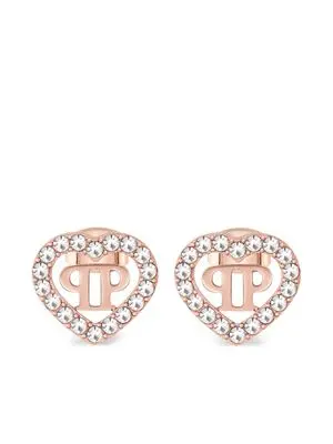 Philipp Plein Rocked Hearts Stud Earrings - Pink