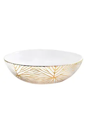 ANNA NEW YORK Talianna Lily Pad Ceramic Serving Bowl - White And Gold