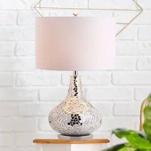 JONATHAN Y Emilia Mirrored Mosaic Led Table Lamp - Silver/gray