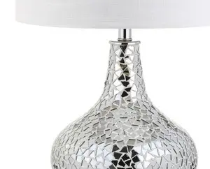 JONATHAN Y Emilia Mirrored Mosaic Led Table Lamp
