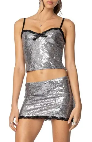 EDIKTED Revel Sequin Lace Trimmed Camisole