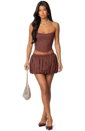 EDIKTED Marlene Plaid Corset Top