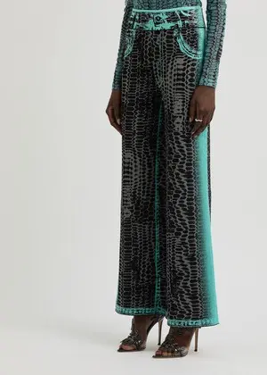 Ph5 Zahra Printed Wide-leg Knit Trousers