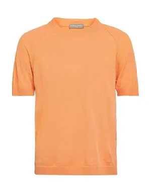 DANIELE FIESOLI Linen & Cotton Short Sleeve Sweater - Orange