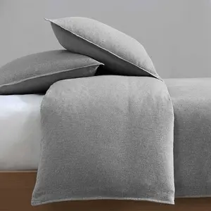 Calvin Klein Melange Flannel 3 Piece Duvet Cover Set, King - Silver Grey