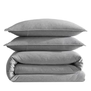 Calvin Klein Melange Flannel 3 Piece Duvet Cover Set, King - Silver Grey