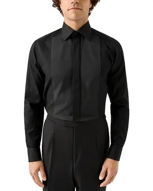 Eton Contemporary Fit Plisse Bib Formal Shirt - Black