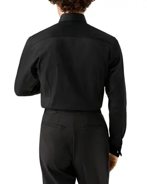Eton Contemporary Fit Plisse Bib Formal Shirt - Black
