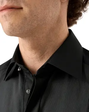 Eton Contemporary Fit Plisse Bib Formal Shirt - Black