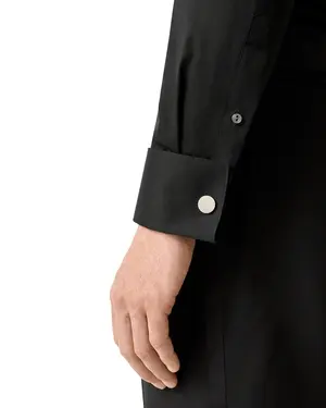 Eton Contemporary Fit Plisse Bib Formal Shirt - Black