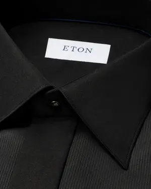 Eton Contemporary Fit Plisse Bib Formal Shirt - Black