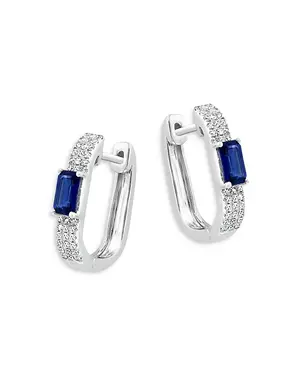 Bloomingdale'S Sapphire And Diamond Hoop Earrings - Blue/white