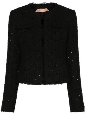 N°21 Crystal-embellished Tweed Jacket - Black