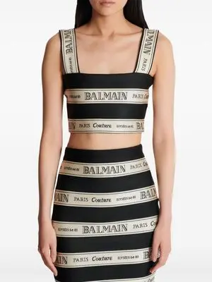Balmain Ribbon Jacquard Crop Top