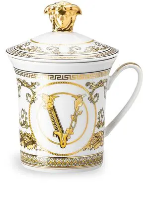 Versace Virtus Gala Porcelain Lid Mug - Neutrals