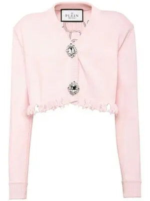 Philipp Plein Logo-embroidered Cropped Cardigan - Pink
