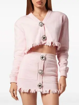 Philipp Plein Logo-embroidered Cropped Cardigan
