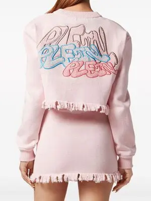 Philipp Plein Logo-embroidered Cropped Cardigan