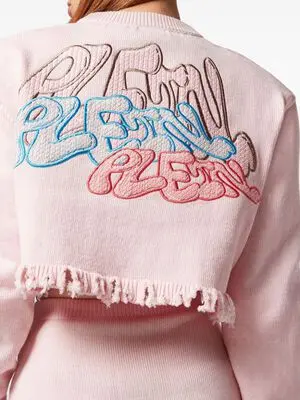 Philipp Plein Logo-embroidered Cropped Cardigan
