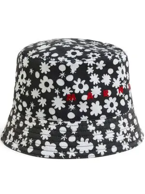 Marni Floral-print Cotton Bucket Hat - Black