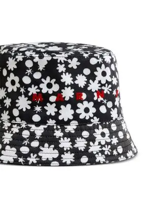 Marni Floral-print Cotton Bucket Hat - Black