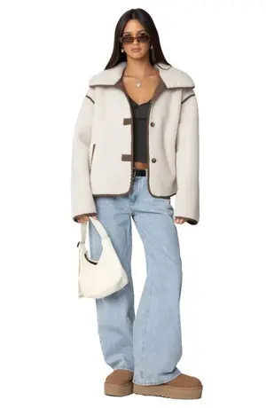 EDIKTED Frost Oversized Faux Shearling Jacket
