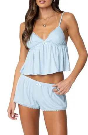 EDIKTED Buffy Crop Babydoll Camisole - Light-blue