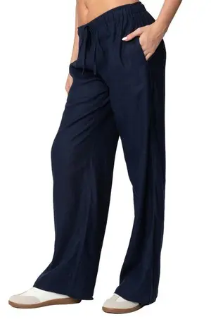 EDIKTED Yasmine Low Rise Linen Blend Drawstring Pants