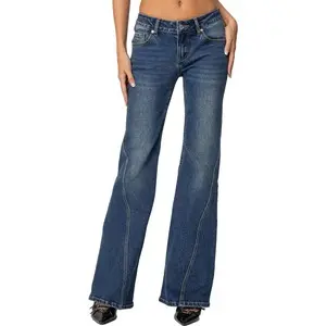 EDIKTED Colton Low Rise Bootcut Jeans - Blue