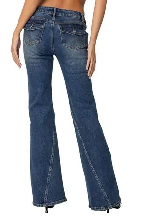 EDIKTED Colton Low Rise Bootcut Jeans - Blue
