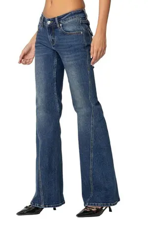 EDIKTED Colton Low Rise Bootcut Jeans - Blue