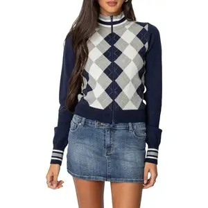 EDIKTED Madisen Argyle Cardigan