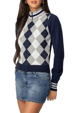 EDIKTED Madisen Argyle Cardigan