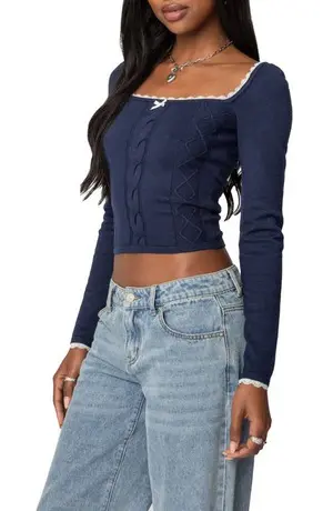 EDIKTED Ansley Cotton Stitch Top