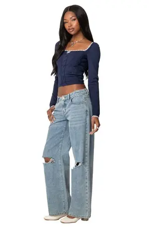EDIKTED Ansley Cotton Stitch Top