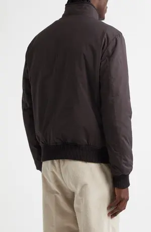 Thom Sweeney Water-resistant Nylon Bomber Jacket - Darkest Brown