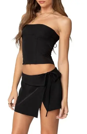 EDIKTED Selena Lace-up Corset Top - Black