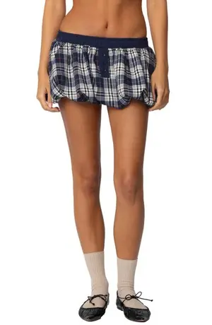 EDIKTED Dianna Plaid Bubble Hem Miniskort