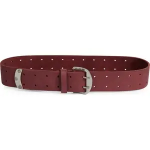 Free People Double Cross Leather Belt - Blackberry