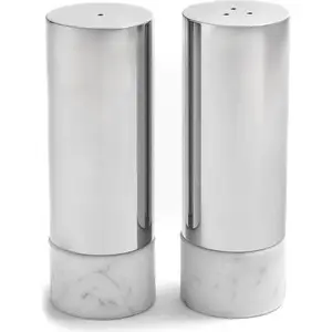 ANNA NEW YORK Coluna Dual Salt & Pepper Shaker Set - White And Silver