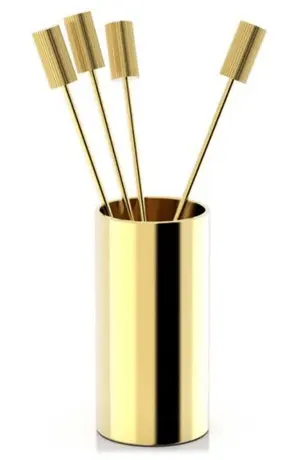 ANNA NEW YORK Striations Set Of 4 Cocktail Picks - Gold