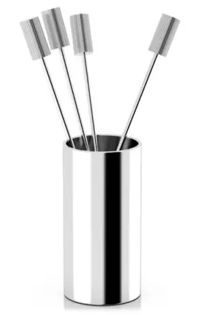 ANNA NEW YORK Striations Set Of 4 Cocktail Picks - Silver