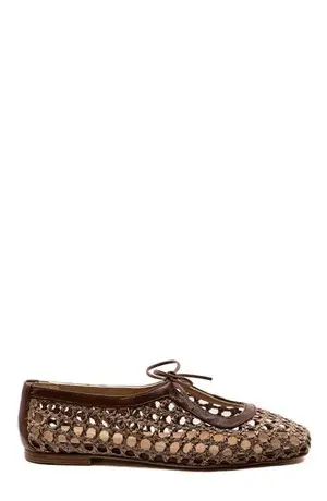 ANDREA GOMEZ Amelia Raffia Ballet Flat - Brown
